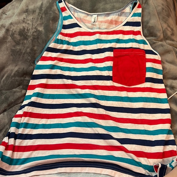 Rainbow | Tops | Red White Blue Teal Tank | Poshmark